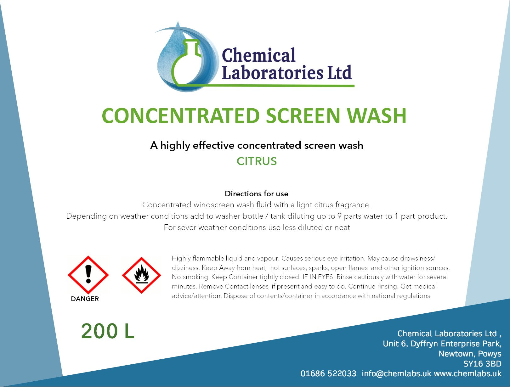 Chemical Laboratories Ltd Exterior and Engine Cleaning Windscreen Wash ...